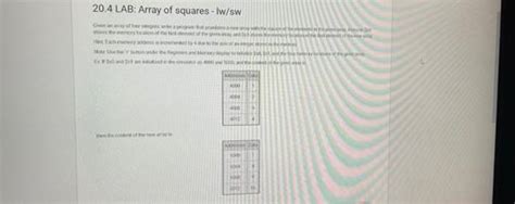 solved 20 4 lab array of squares iw sw ganool for write a
