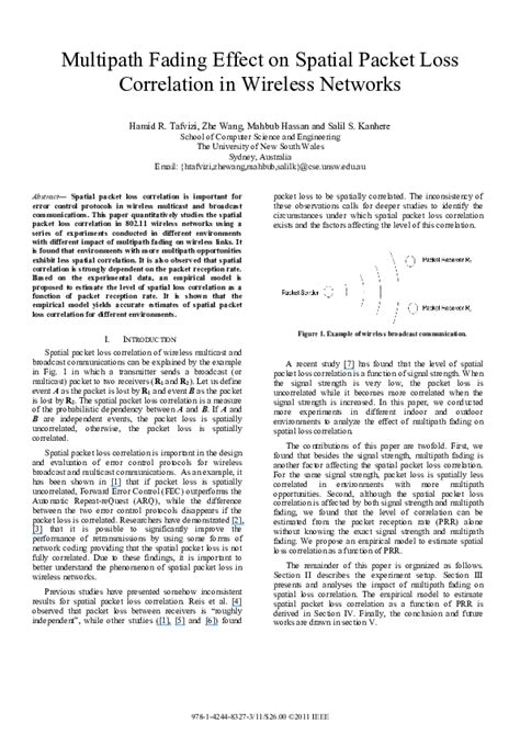 Pdf Multipath Fading Effect On Spatial Packet Loss Correlation In Wireless Networks
