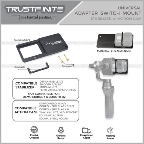 Jual Adapter Plate Dji Osmo Mobile For Gopro 3 3 4 5 6 Zhiyun Smooth Dll Shopee Indonesia