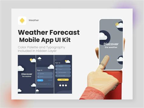 Weather Forecast Mobile App UI Screens Including Like As Sign In Sign Up For Responsive Website