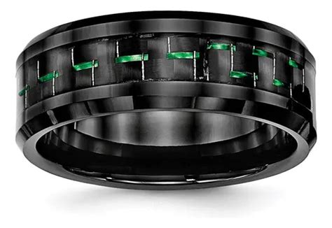 Ring Chisel Ceramic Black With Green Carbon Fiber Inlay Mercadolibre