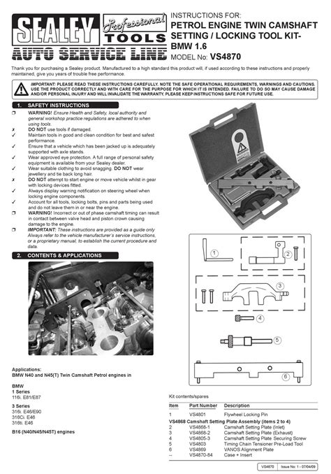 Sealey Vs4870 Instructions Pdf Download Manualslib