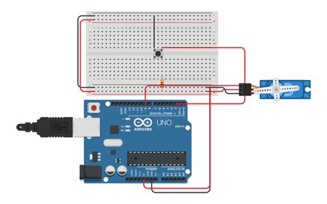 Circuit Design Servo And Button Tinkercad