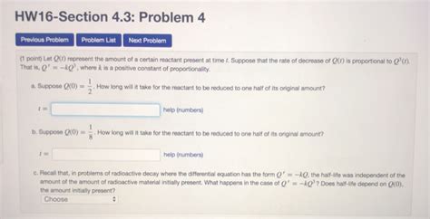 Solved Hw16 Section 43 Problem 4 Previous Problem Problem
