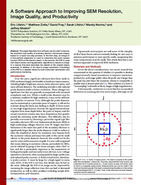 Pdf A Software Approach To Improving Sem Resolution Image Quality