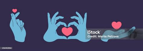 사랑과 마음의 표시를 만드는 인간의 손 세트입니다 사랑이나 동정을 주는 제스처 벡터 일러스트 레이 션 긍정적인 감정 표현에 대한 스톡 벡터 아트 및 기타 이미지 Istock