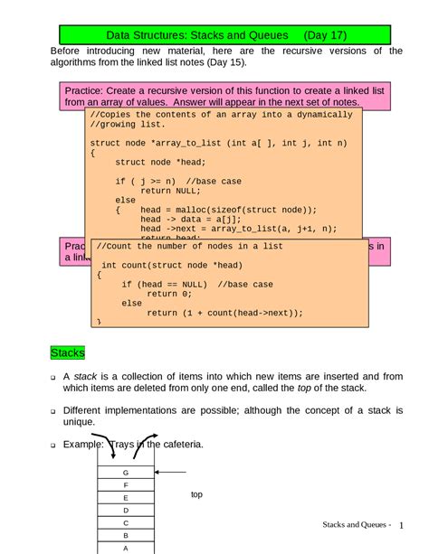Stacks And Queues Computer Science I Lecture Notes Cop 3502