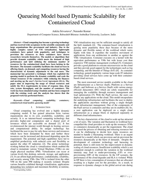 Pdf Queueing Model Based Dynamic Scalability For Containerized Cloud