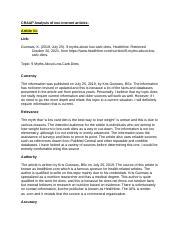 CRAAP Analysis Blog Docx CRAAP Analysis Of Two Internet Articles Article 1 Link Gunnars K