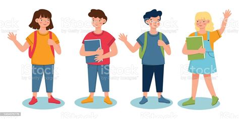 아이들은 학교로 돌아갑니다 흰색 배경에 고립 된 교육 개념의 학교 어린이 세트 학교로 돌아 가기 벡터 일러스트 레이 션 공부에 대한 스톡 벡터 아트 및 기타 이미지 Istock