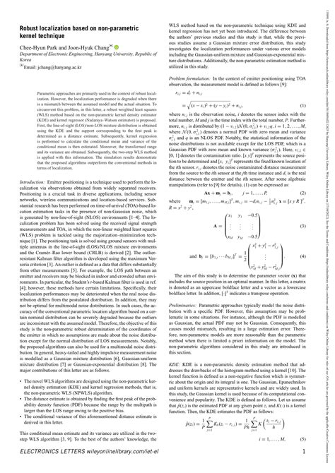 pdf robust localization based on non‐parametric kernel technique