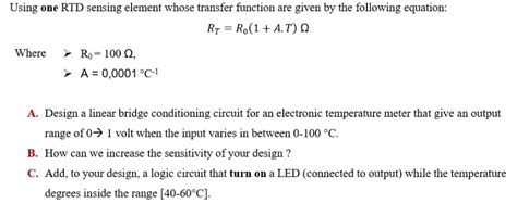 Using One Rtd Sensing Element Whose Transfer Function