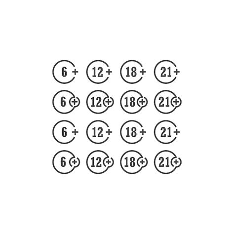 Premium Vector Set Of Age Restriction Age Limit Warning Vector Icon Template