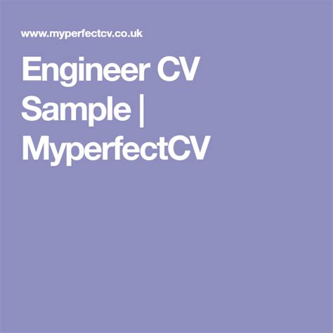 Engineer Cv Sample Myperfectcv