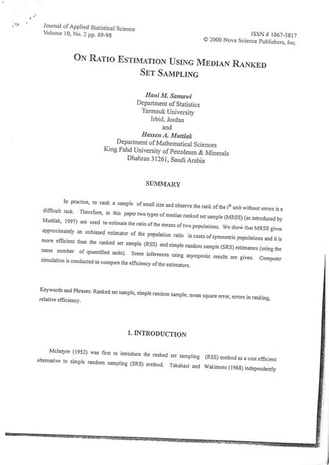 Pdf On Ratio Estimation Using Median Ranked Set Sampling