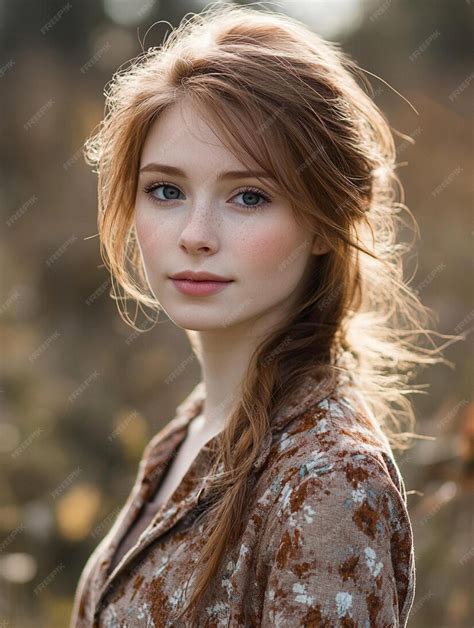 Natural Beauty Portrait Of A Young Woman In A Serene Outdoor Setting Premium Ai Generated Image