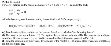 Solved Prob 2 2 Points For Uxy Defined On The Square