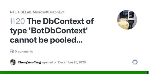 the dbcontext of type botdbcontext cannot be pooled because it does