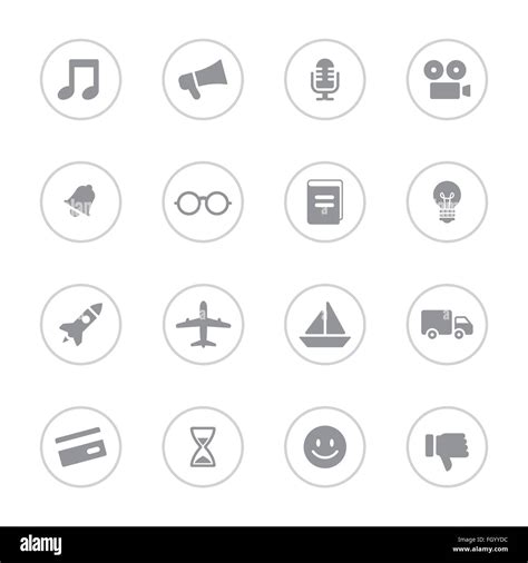 JPEG Gray Simple Flat Icon Set With Circle Frame For Web Design UI Infographic And Mobile