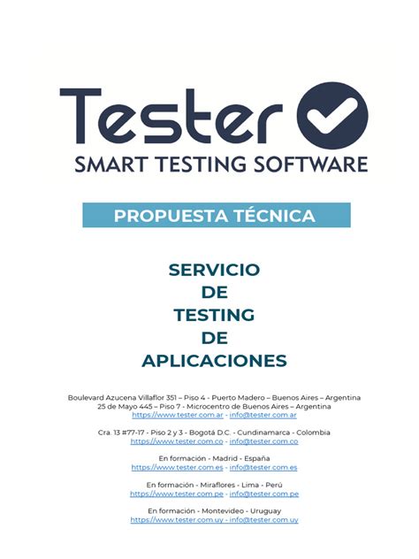 Tester Propuesta Tecnica Servicio De Testing De Aplicaciones Y Consultoria 2024 Pdf