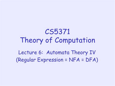 Ppt Cs5371 Theory Of Computation Powerpoint Presentation Free Download Id3611362