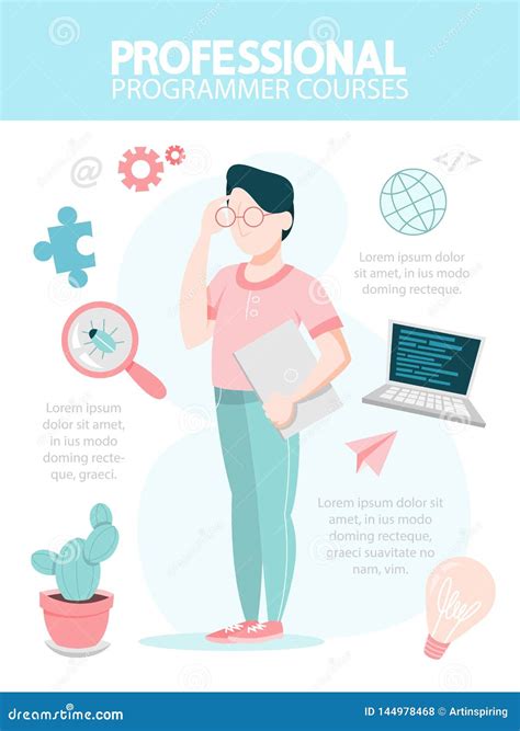 Programming Concept Idea Of Working On The Computer Stock Vector