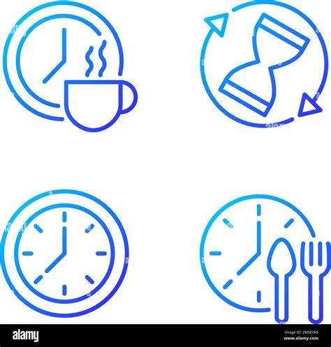 Managing Time Efficiently Pixel Perfect Gradient Linear Vector Icons Set Stock Vector Image