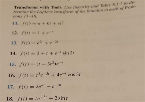 solved transforms with tools use linearity and table 8 1 1