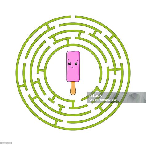 원 미로 아이들을위한 게임 아이들을위한 퍼즐 둥근 미로 수수께끼 색상 벡터 그림입니다 올바른 경로를 찾으십시오 교육 워크 시트