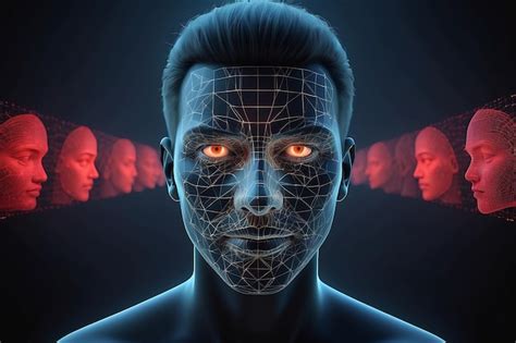 3d Face Recognition Illustration With Cross Mark Rejected Concept Of Facial Recognition Face Id