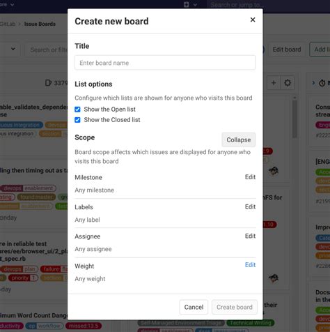 이슈 보드 GitLab 공식 기술 문서 한글판 by 인포그랩 인포그랩 GitLab 기반 DevSecOps 구축 컨설팅 교육 CICD Pipeline 기술 지원