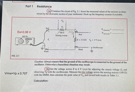 Part 1 Resistance A Construct The Circuit Of Fig