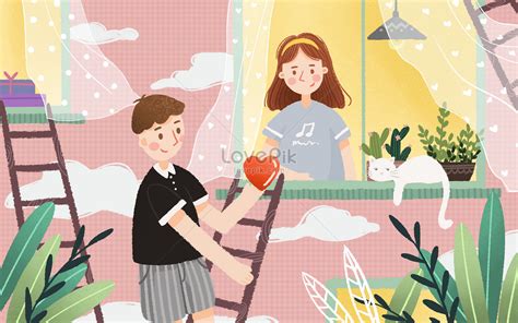 데이트 칠석 커플 일러스트 무료 다운로드 Lovepik