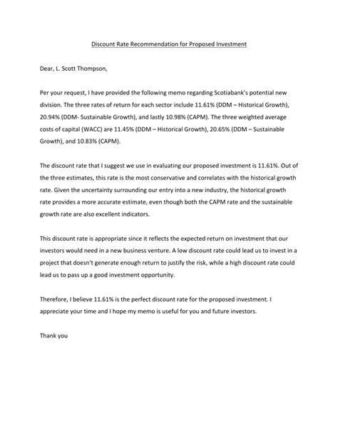 Discount Rate Recommendation For Investment Discount Rate Recommendation For Investment