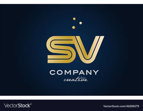 Gold Golden Sv Combination Alphabet Bold Letter Vector Image