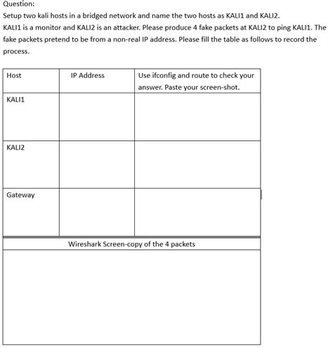 Solved Questionsetup Two Kali Hosts In A Bridged Network