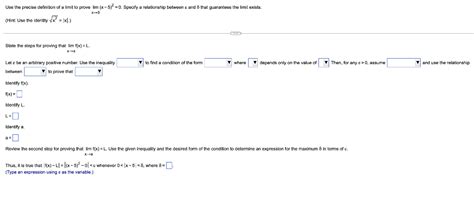 solved use the precise definition of a limit to prove