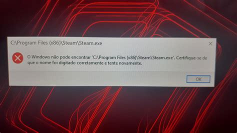 o windows não pode encontrar c program files x86 steam steam exe