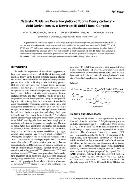 Pdf Catalytic Oxidative Decarboxylation Of Some Benzylcarboxylic Acid Derivatives By A New