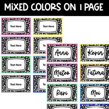 Composition Notebook Themed Desk Tags Notebook Themed Name Tags Editable