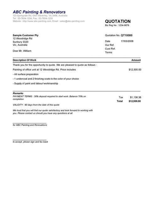 Free Quotation Template With Signature Emetonlineblog