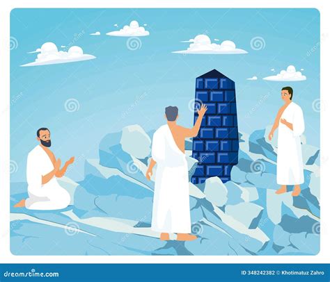 Hajj Pilgrims Perform Wukuf Or Remain Silent On Arafah Stock Vector Illustration Of Islamic
