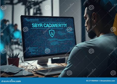 Cyber Security Concept Man Using Computer With System Hacked Alert Due To Cyber Attack