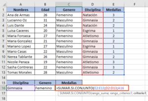Función SUMAR SI CONJUNTO en Excel usos fórmula o sintaxis y ejemplos