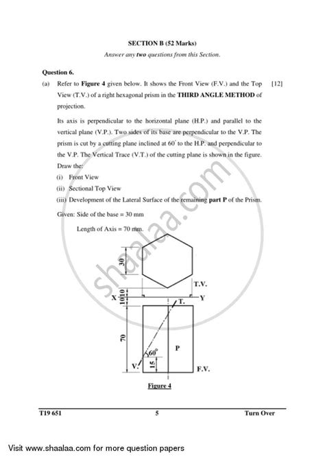 Technical Drawing Applications 2018 2019 English Medium ICSE Class 10 Set 1 Question Paper