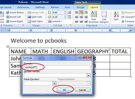 Microsoft Word Tutorial Making Calculation In A Table
