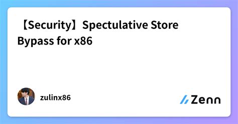 【security】spectulative Store Bypass For X86