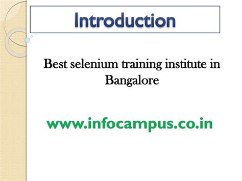 Ppt Selenium Training Institute In Bangalore Powerpoint Presentation