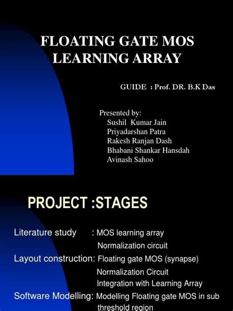 floating gate mos learning array guide prof dr b k das pdf