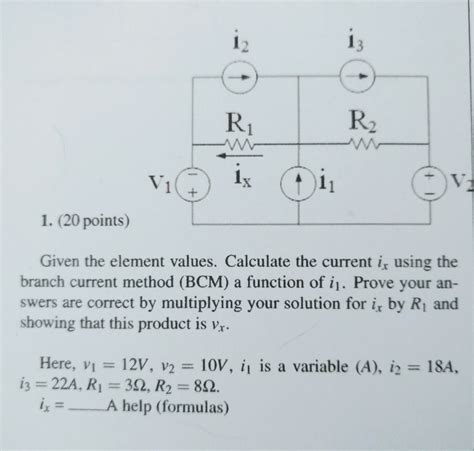 solved 12 1 20 points given the element values calculate